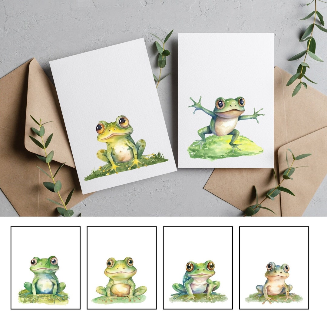 6 Frog Cards Notecards - Watercolor Frogs Card and Envelopes - Etsy