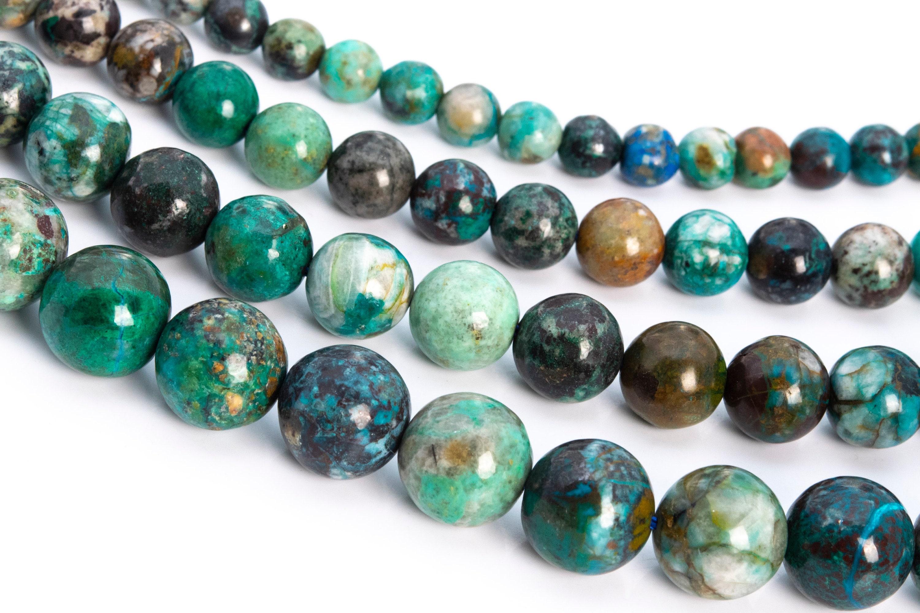 Chrysocolla, Pierre précieuse naturelle multicolore 7/8mm Perles lisses ...
