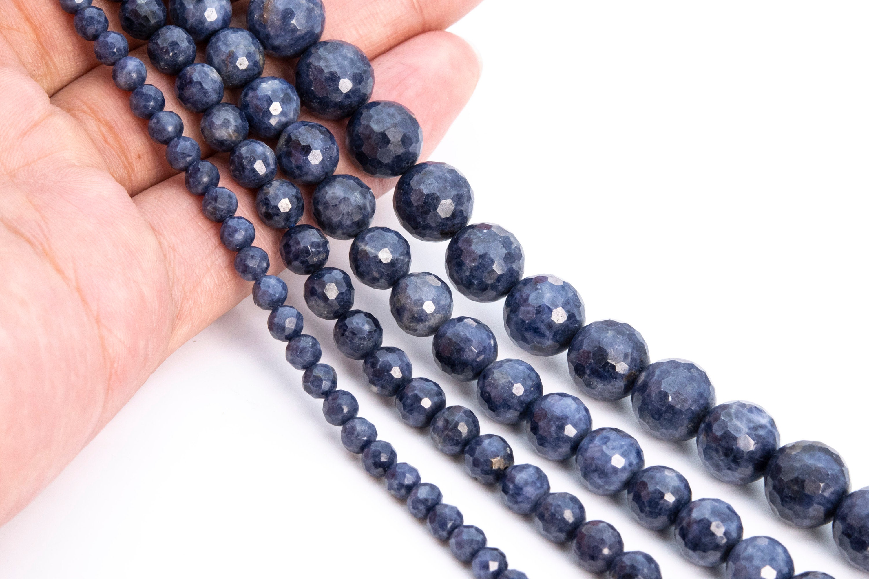 Myanmar Sapphire, Dark Blue Natural Gemstone 6/8/mm Faceted Cut Round ...