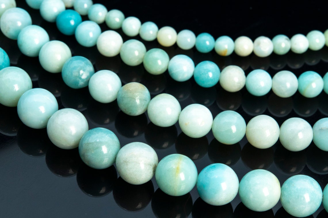 Amazonite, Blue Natural Gemstone 4/6/8/10mm Smooth Round Loose Beads ...