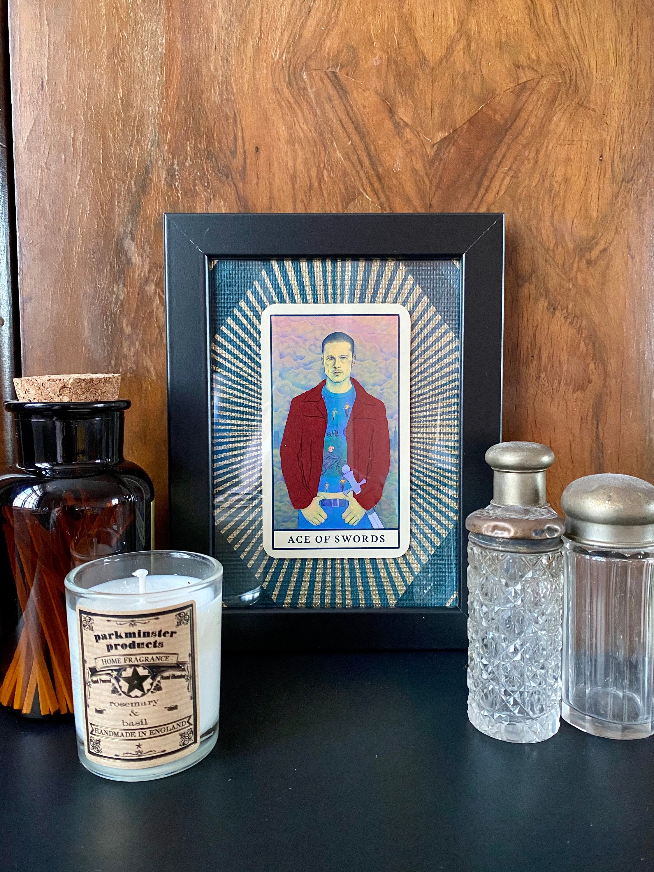 Framed and Backed Illustrated Tarot Card of Brad Pitt as Tyler Durden ...