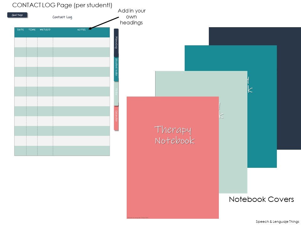 2023-2024 Speech Therapy Calendar, Planning, Goal, Data, and Contact ...