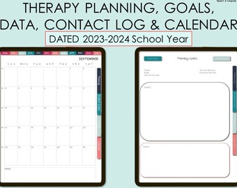 2023-2024 Speech Therapy Calendar, Planning, Goal, Data, and Contact ...