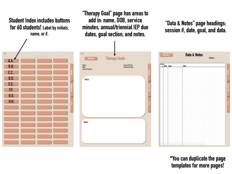 Speech Occupational Physical Therapy Planning Goal Data | Etsy