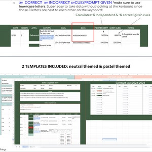 Self Calculating DATA & Contact Log Sheet for Speech Therapy - Google ...