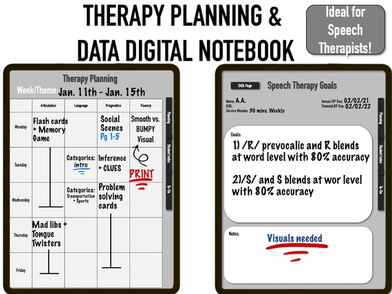Speech Occupational Physical Therapy Planning Goal Data - Etsy