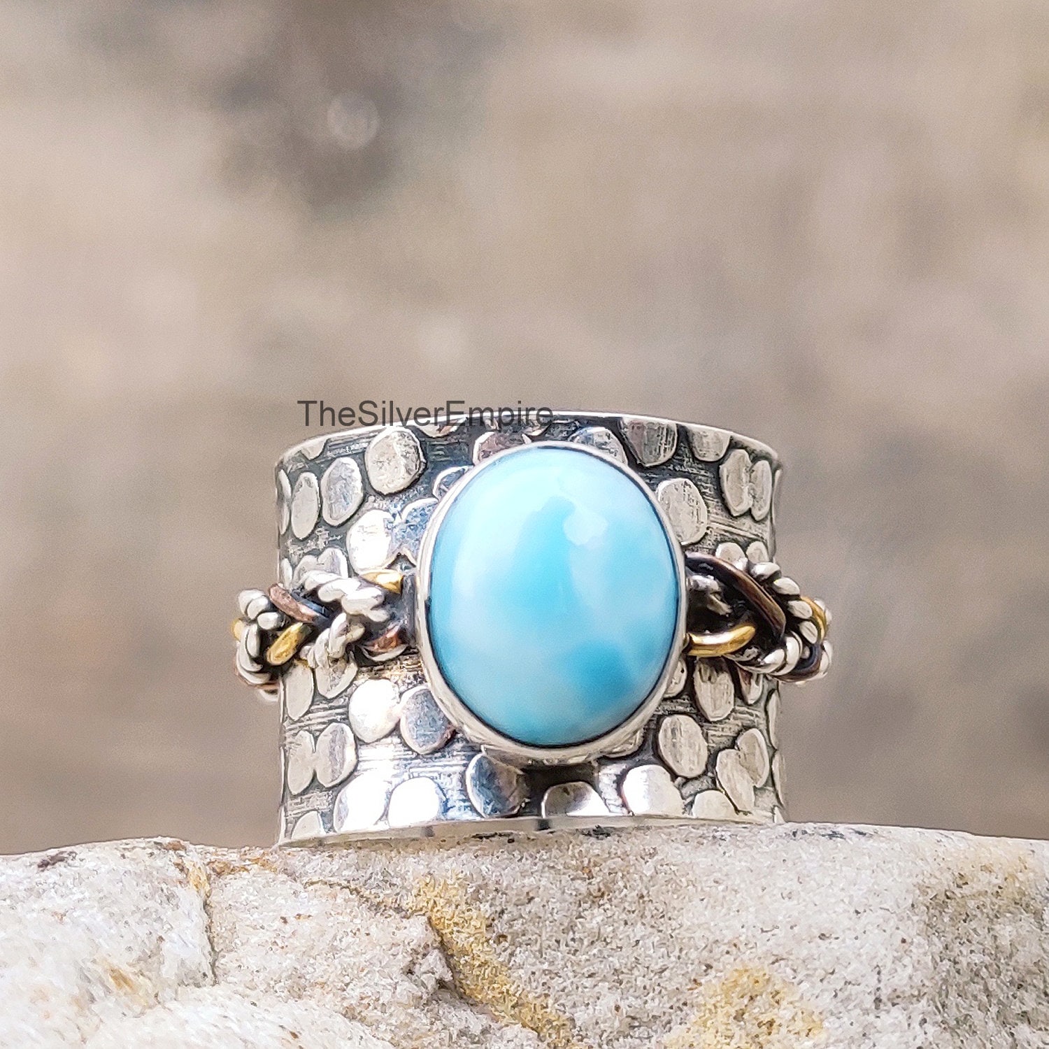 Natural Larimar Ring 925 Sterling Silver Jewelry March | Etsy