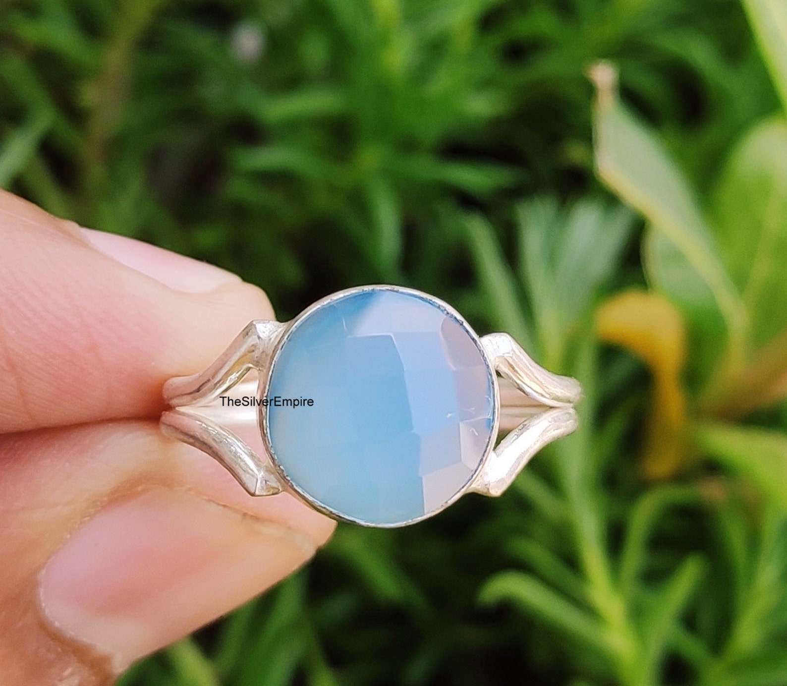 Aqua Chalcedon Ring Chalcedon Ring Edelstein Ring 925 - Etsy.de