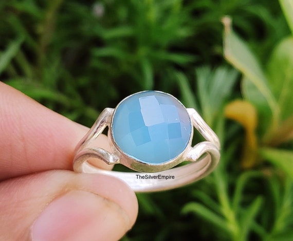 Aqua Chalcedon Ring Chalcedon Ring Edelstein Ring 925 - Etsy.de