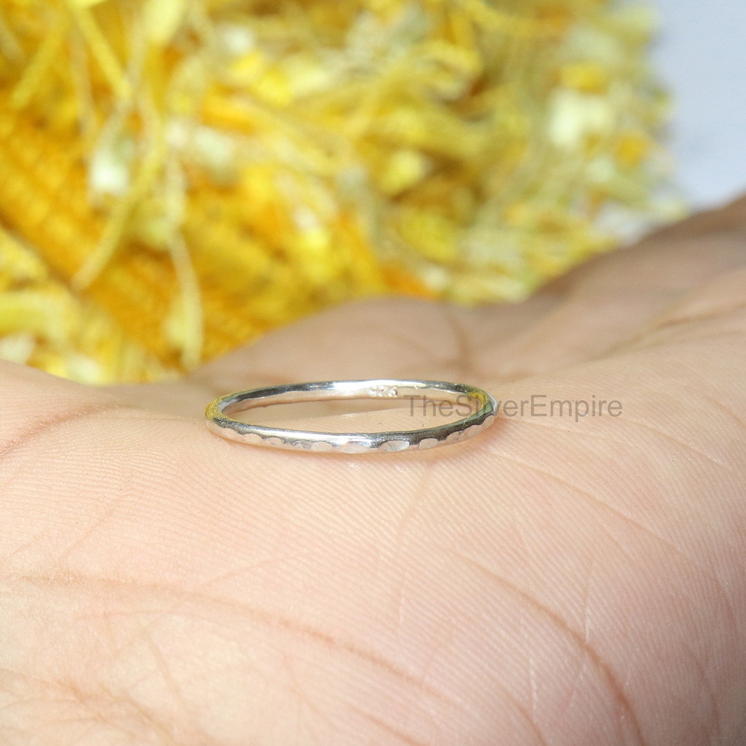 925 Sterling Silber gepunkteter Hammer Band Ring - Dicker Silber ...