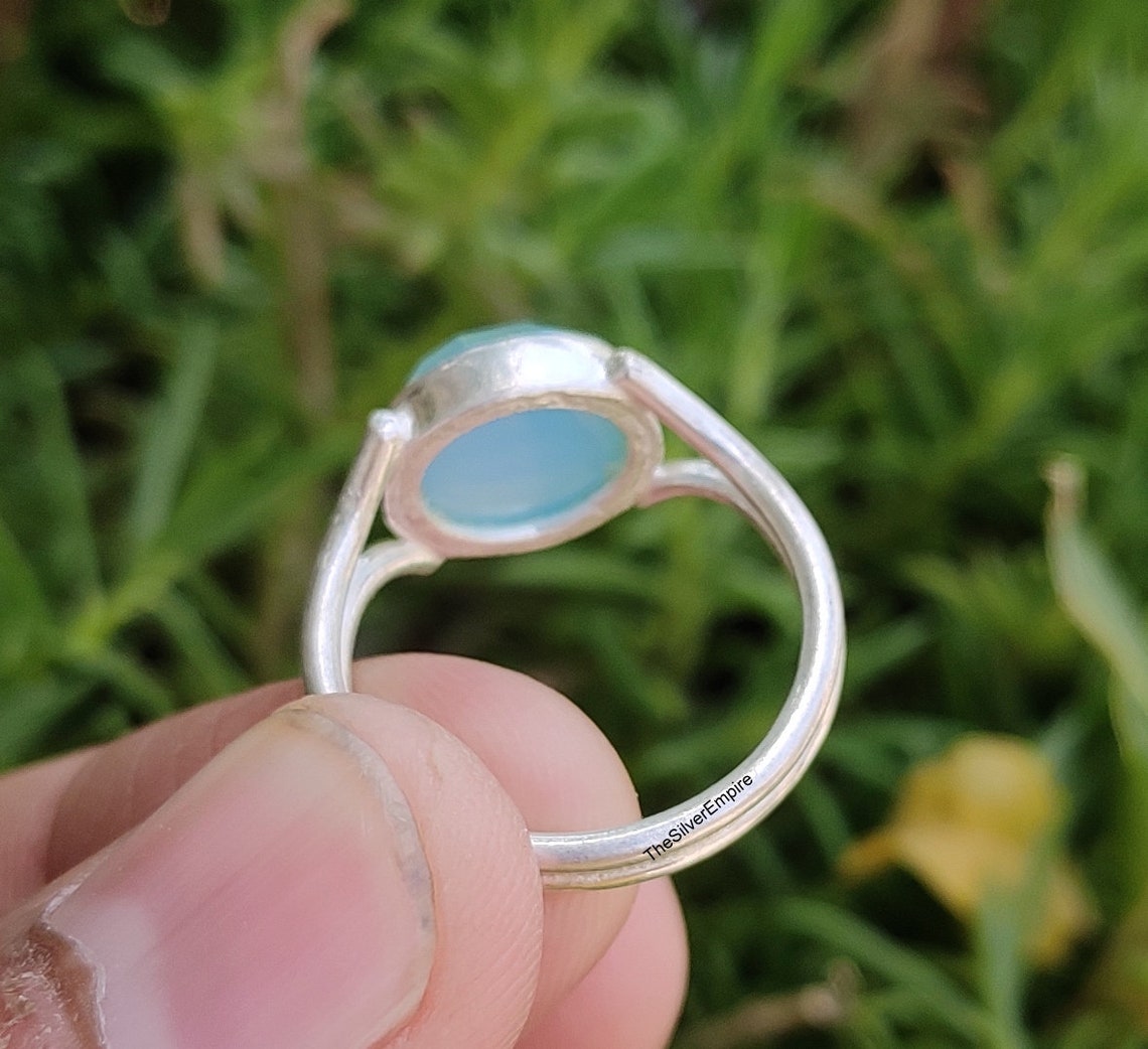 Aqua Chalcedon Ring Chalcedon Ring Edelstein Ring 925 - Etsy.de