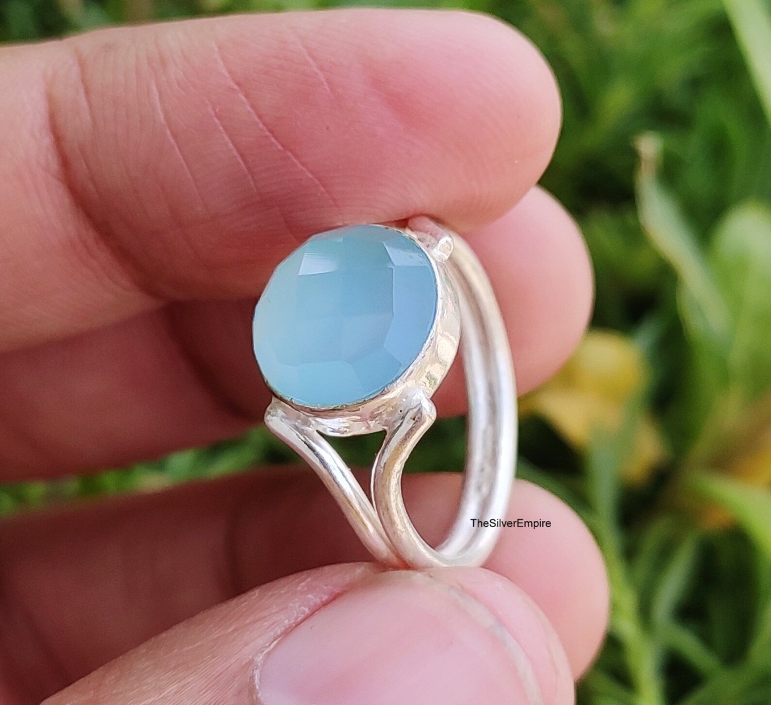Aqua Chalcedon Ring Chalcedon Ring Edelstein Ring 925 - Etsy.de