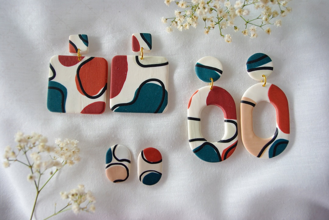 Handmade Abstract Art Polymer Clay Earrings - Etsy