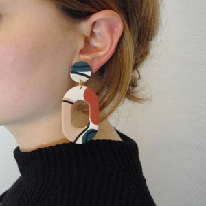 Handmade Abstract Art Polymer Clay Earrings - Etsy