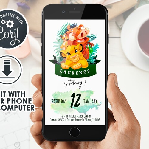 Lion King Invitation Lion King Birthday Invitation Simba the - Etsy