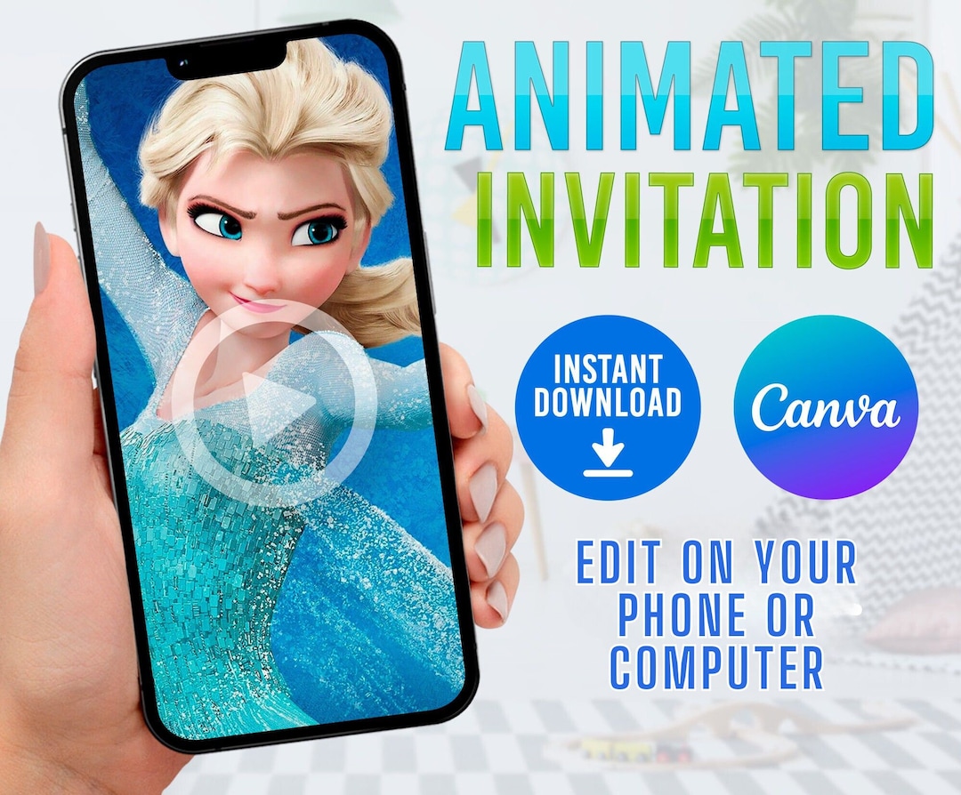 DIY Frozen Canva Template Invitation, Frozen Birthday Invitations ...