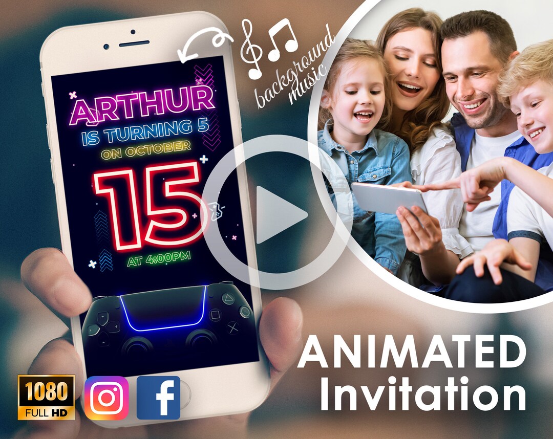 PS5 Gaming Invitation, Gaming Invitations, Gaming Birthday Invitations ...