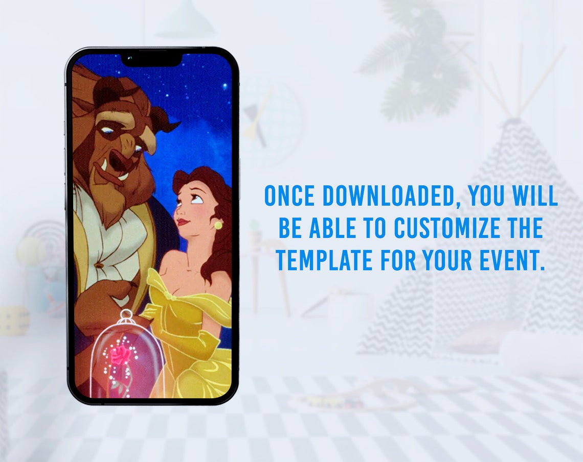 DIY Beauty and the Beast Canva Template Invitation, Beauty and the ...