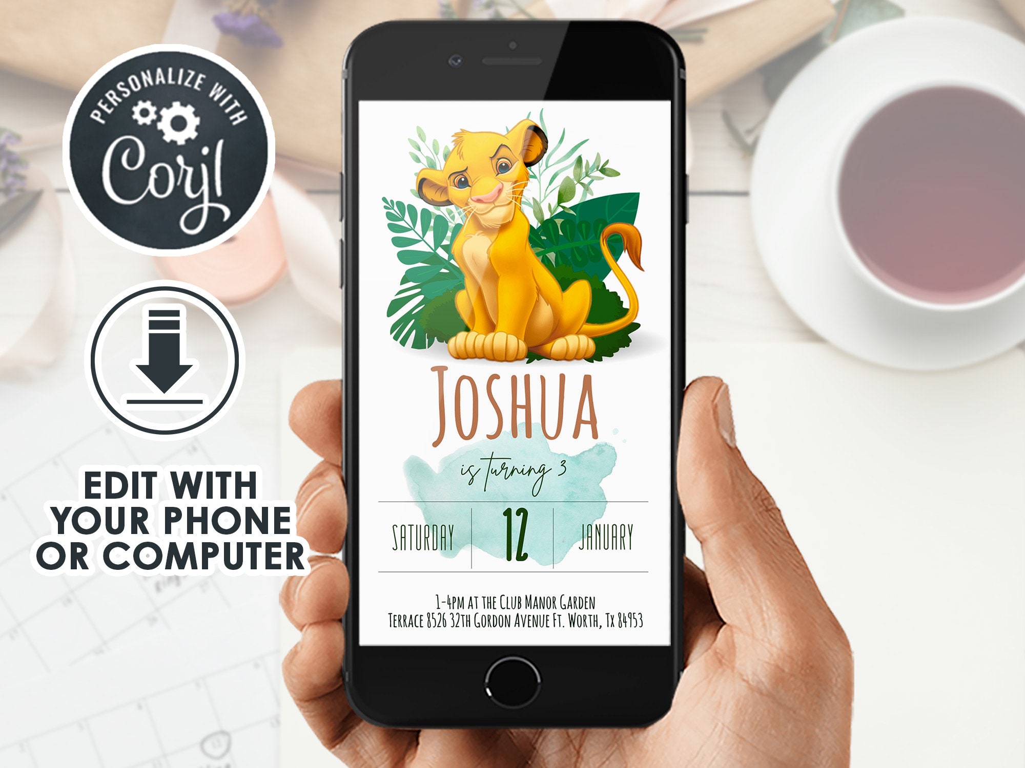 Lion King Invitation Lion King Birthday Invitation Simba | Etsy