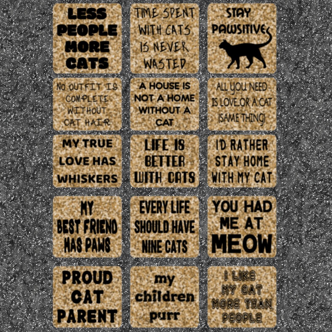 Cat Sticker/ Magnet Set- 15 Stickers, Removable, Water-resistant & Tear ...