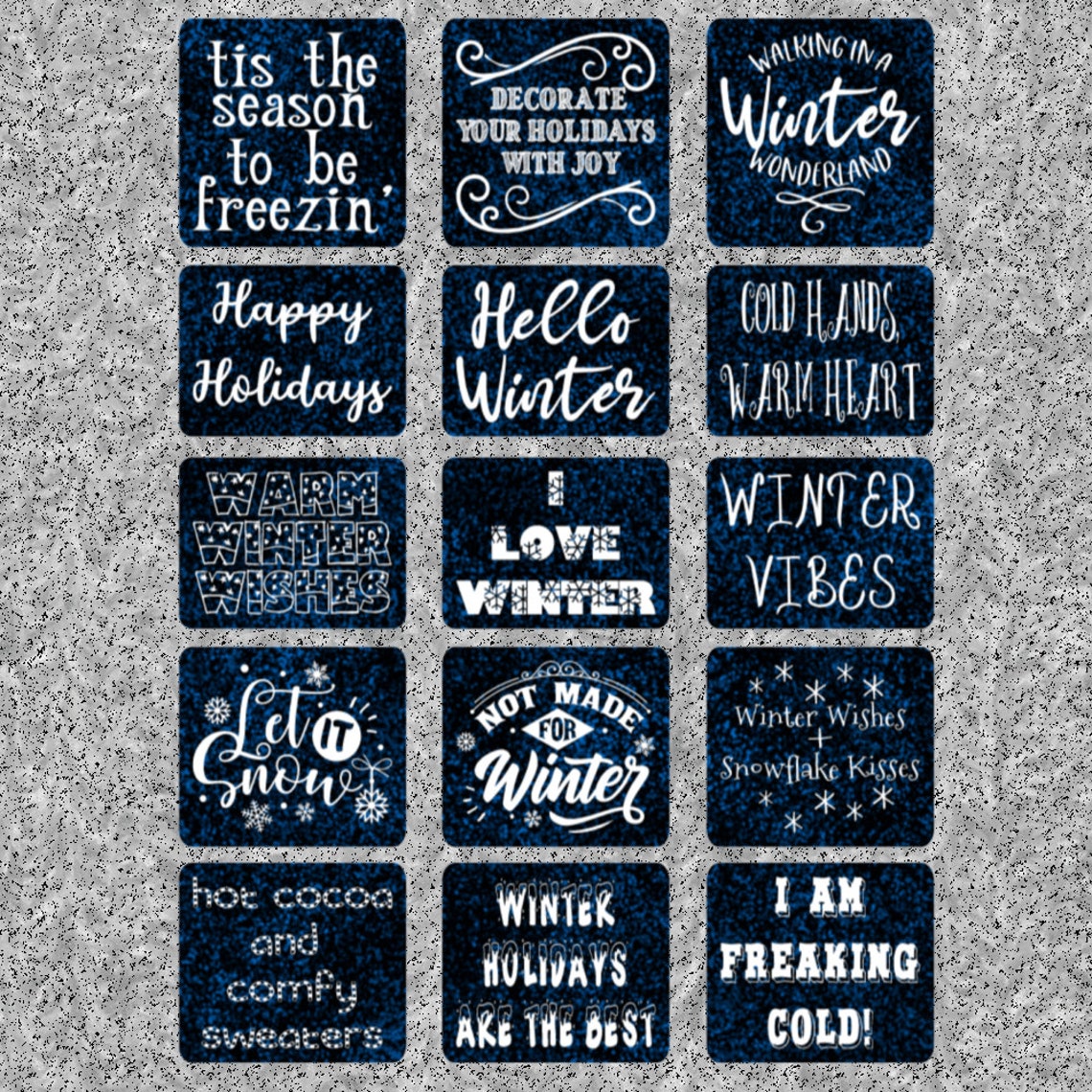 Winter Sticker/ Magnet Set 15 Stickers, Removable, Water-resistant ...