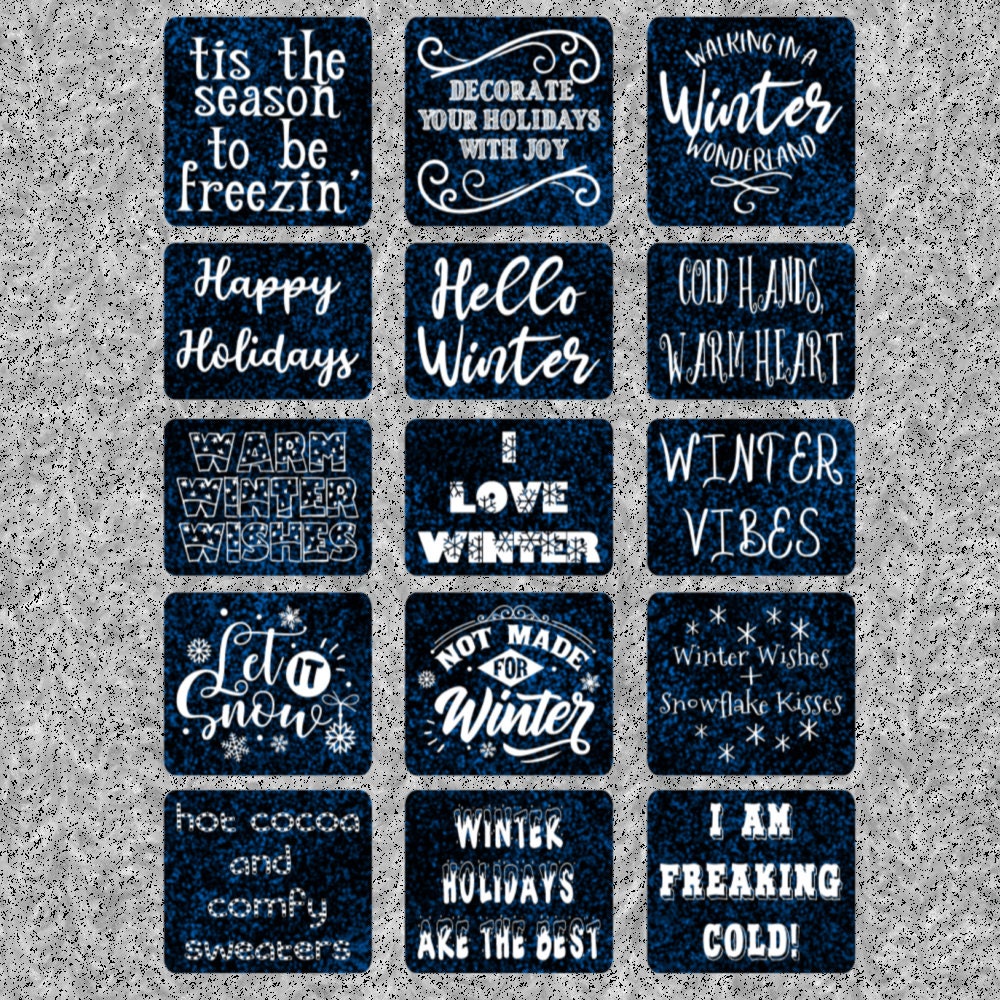 Winter Sticker/ Magnet Set 15 Stickers, Removable, Water-resistant ...