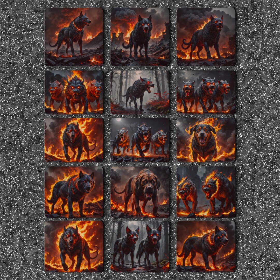Demonic Pets Collection: 15 Spine-chilling Hellcat & Hellhound Stickers ...
