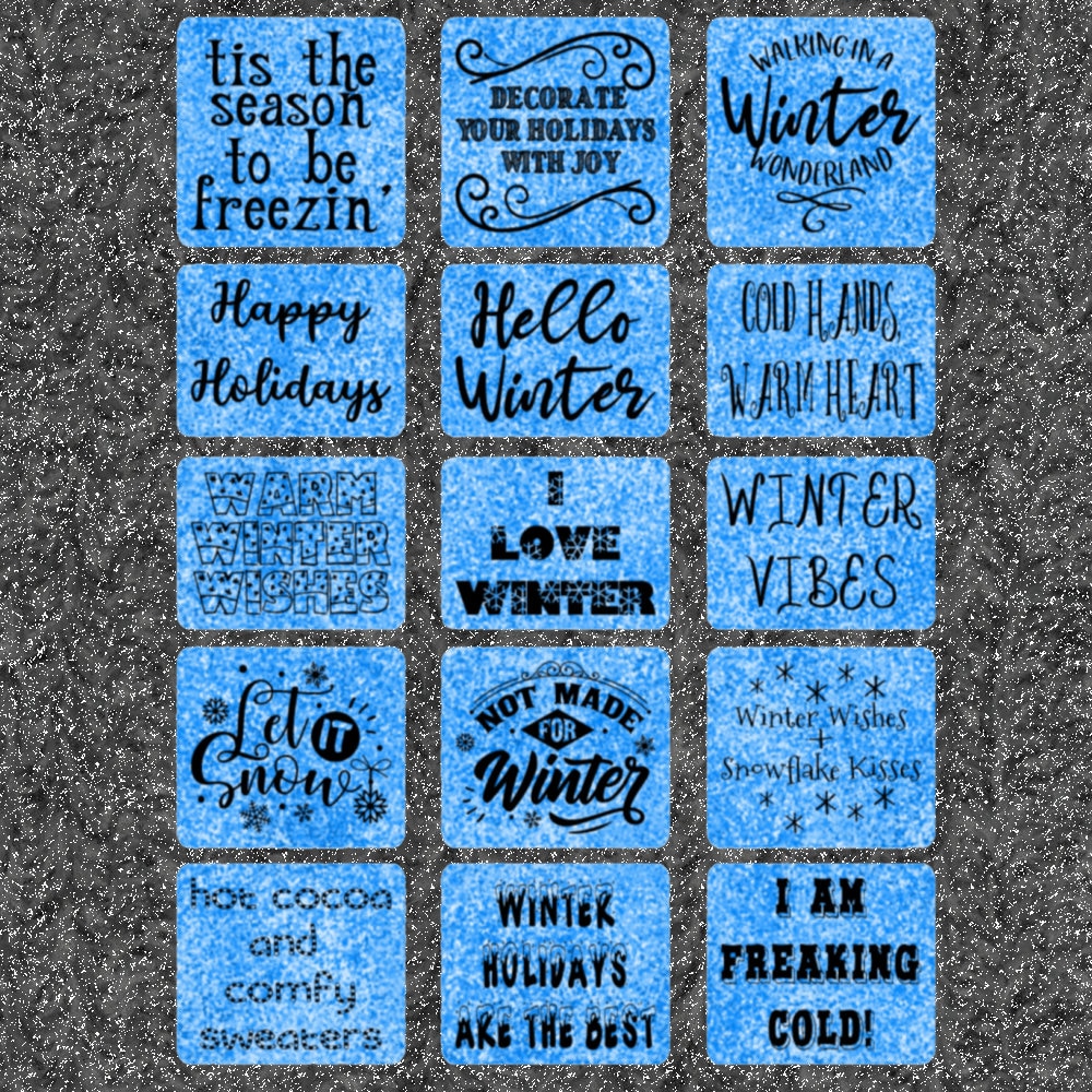 Winter Sticker/ Magnet Set 15 Stickers, Removable, Water-resistant ...