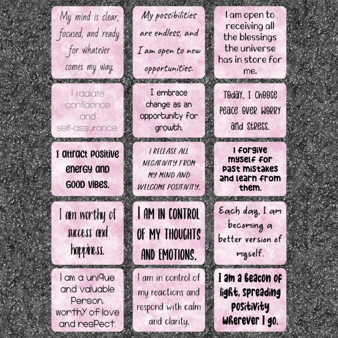 Affirmation Bliss Collection: 15 Removable, Water-resistant Positive ...