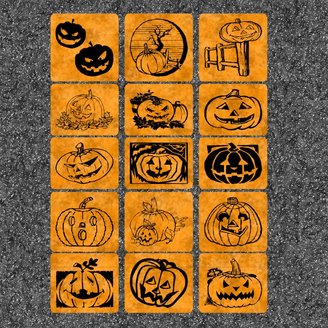 Halloween Jack-o-lanterns Sticker/ Magnet Set 15 Stickers, Removable ...