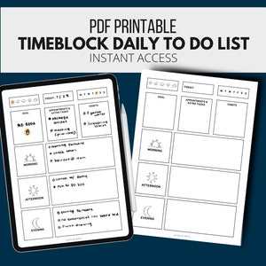 Timeblock Daily to Do List Printable // Daily Schedule // One Page ...