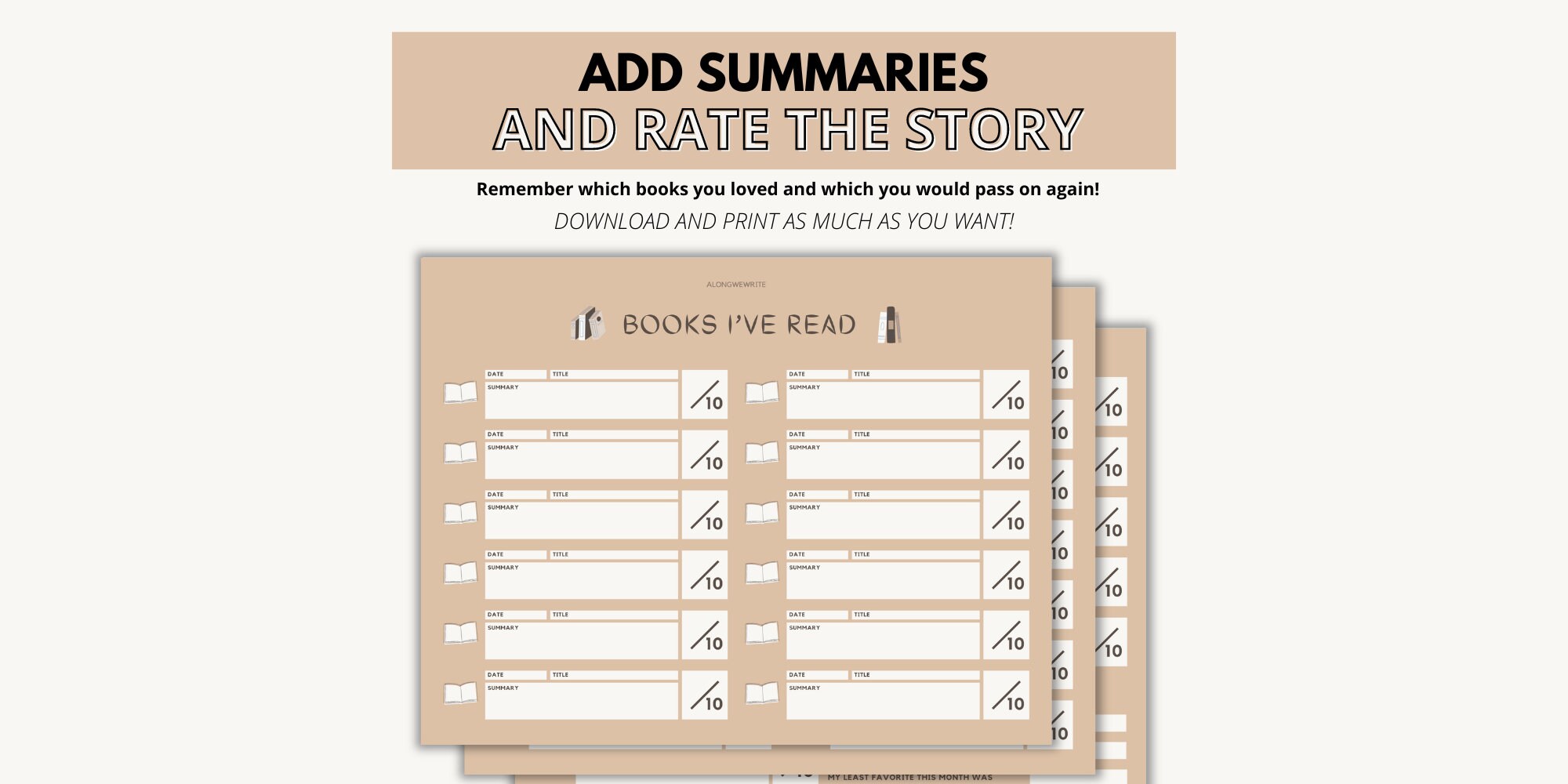 Horizontal Reading Tracker Printable // Reading Tracker - Etsy