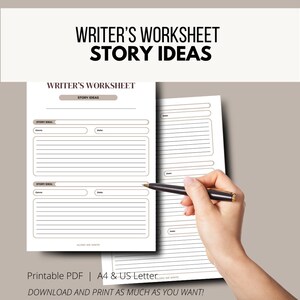 Printable Story Ideas Writer Worksheet // A4, US Letter // Printables ...
