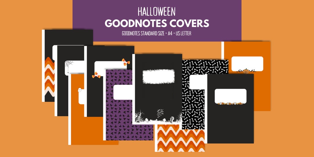 Halloween Goodnotes Notebook Cover - 10 Piece // A4, US Letter ...