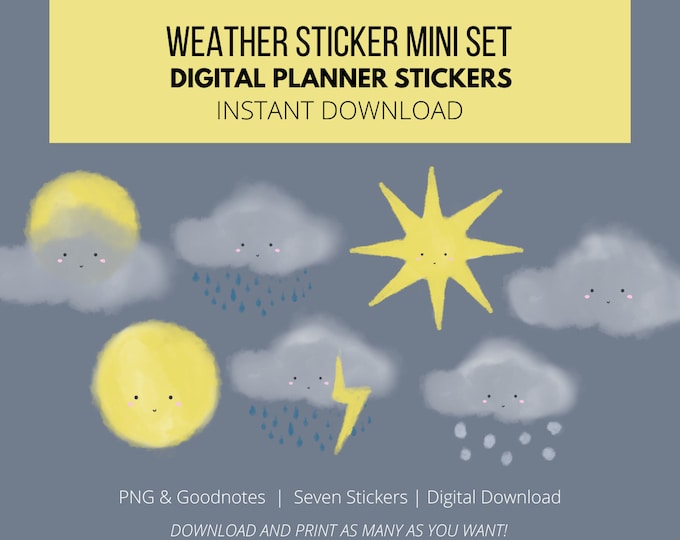 Weather Digital Stickers, Weather Icons for Goodnotes Journal Planner ...