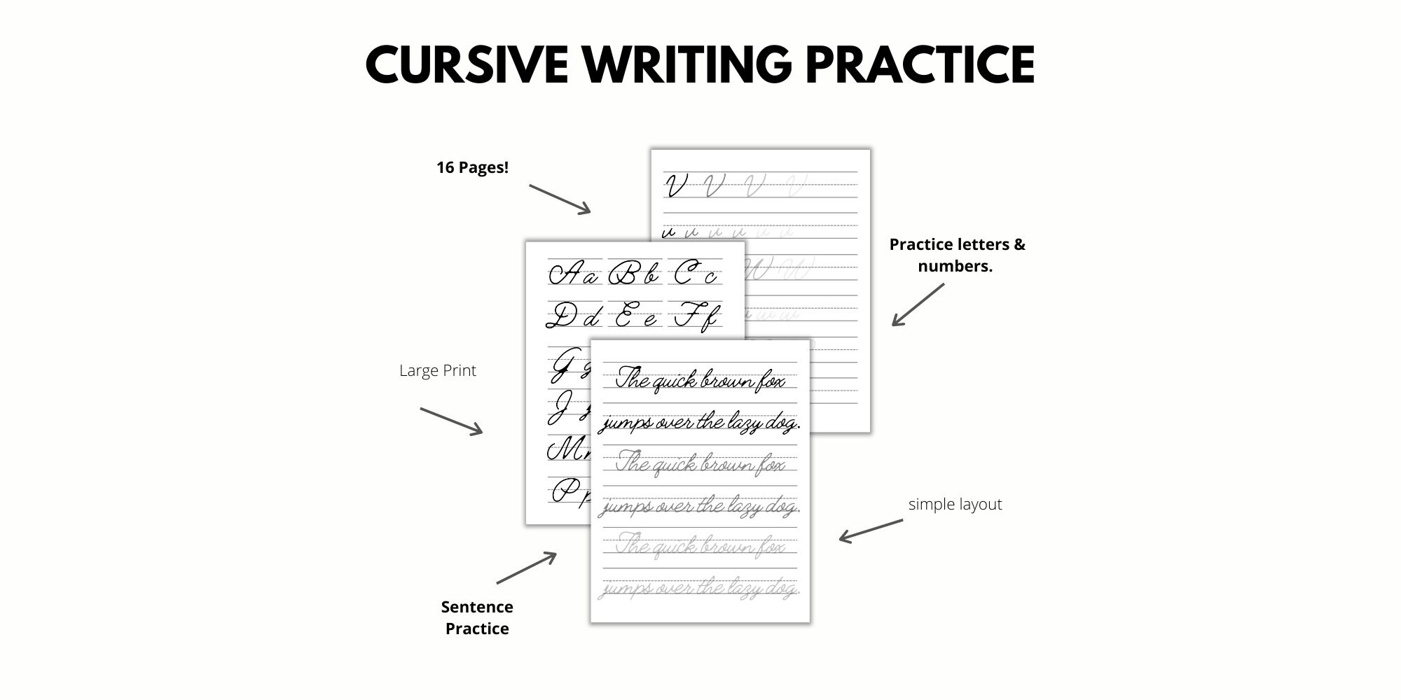 Cursive Handwriting Practice Printable PDF - Etsy