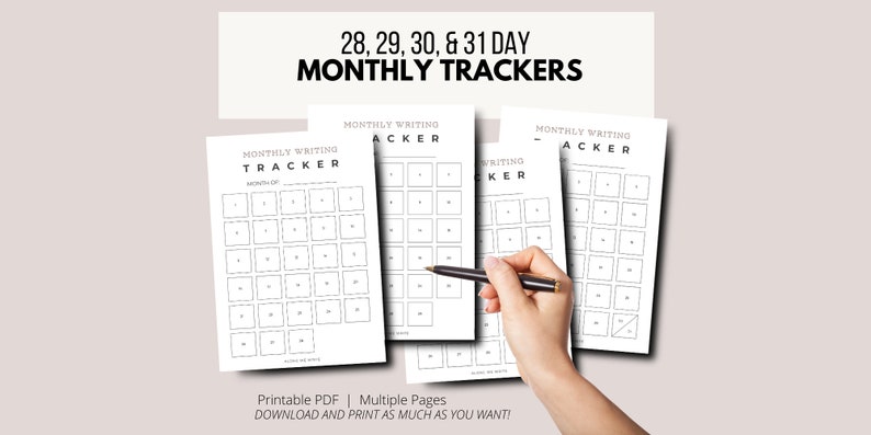Writing Tracker Printable // A4, US Letter // Printables for Writers ...
