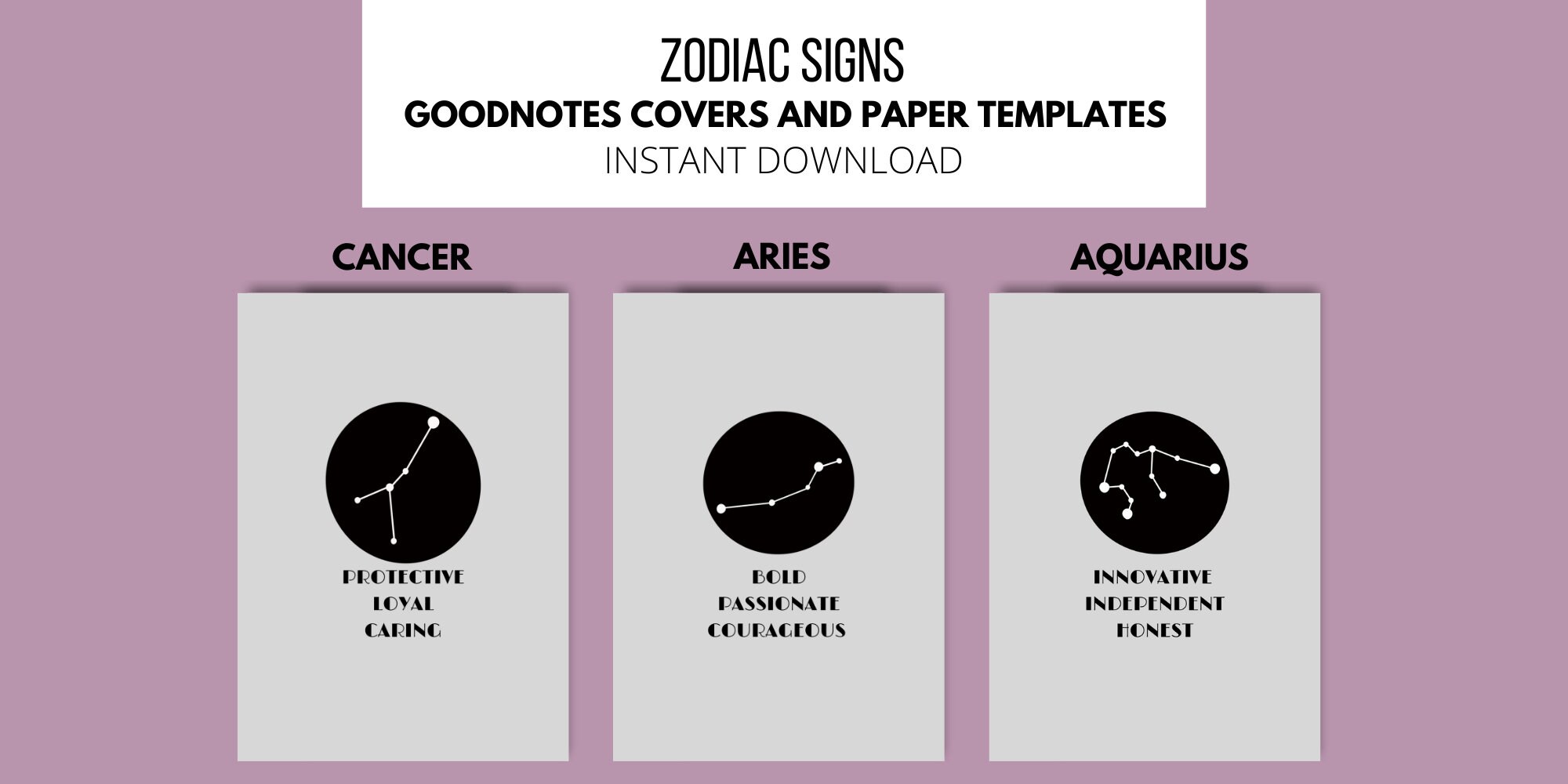 Zodiac Signs Covers for Goodnotes With Paper Templates // Covers for ...