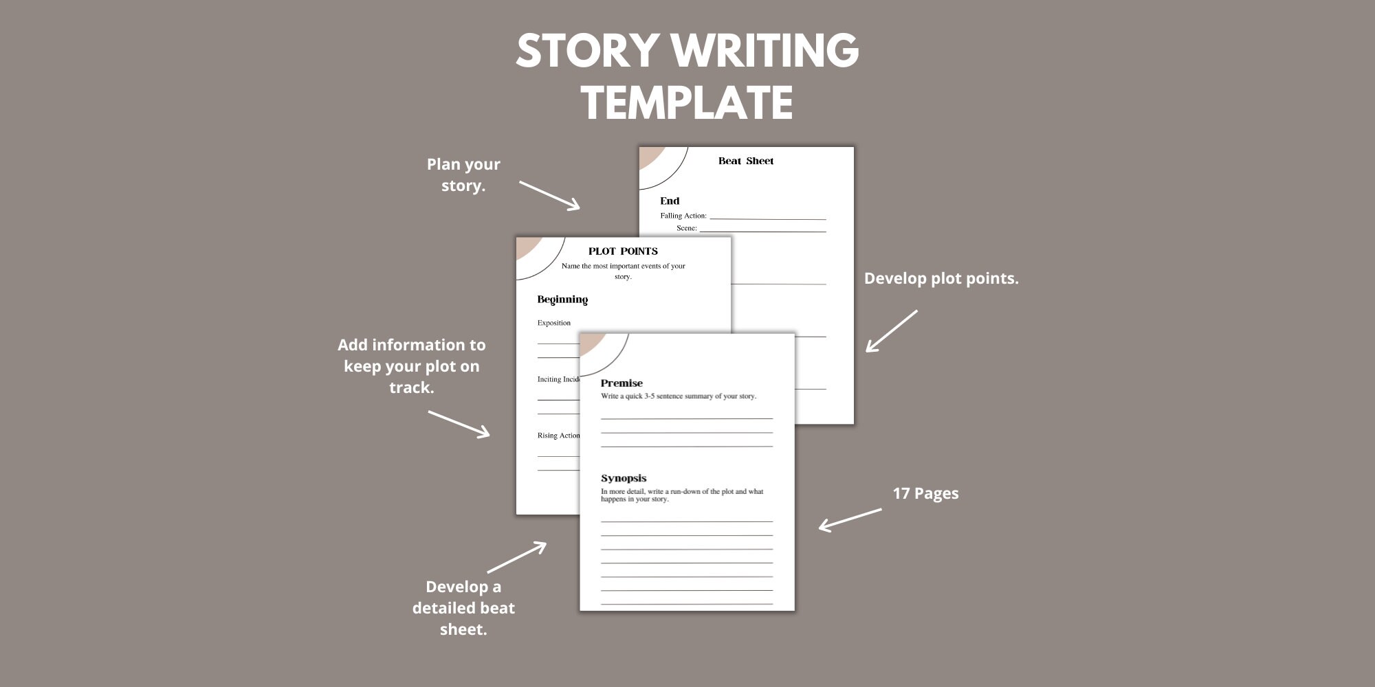 Story Writing Template for Creative Writing // Book Planner // Novel ...