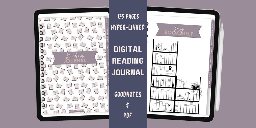 Reading Journal Digital // Digital Journal // Hyperlinked // 135 Pages ...