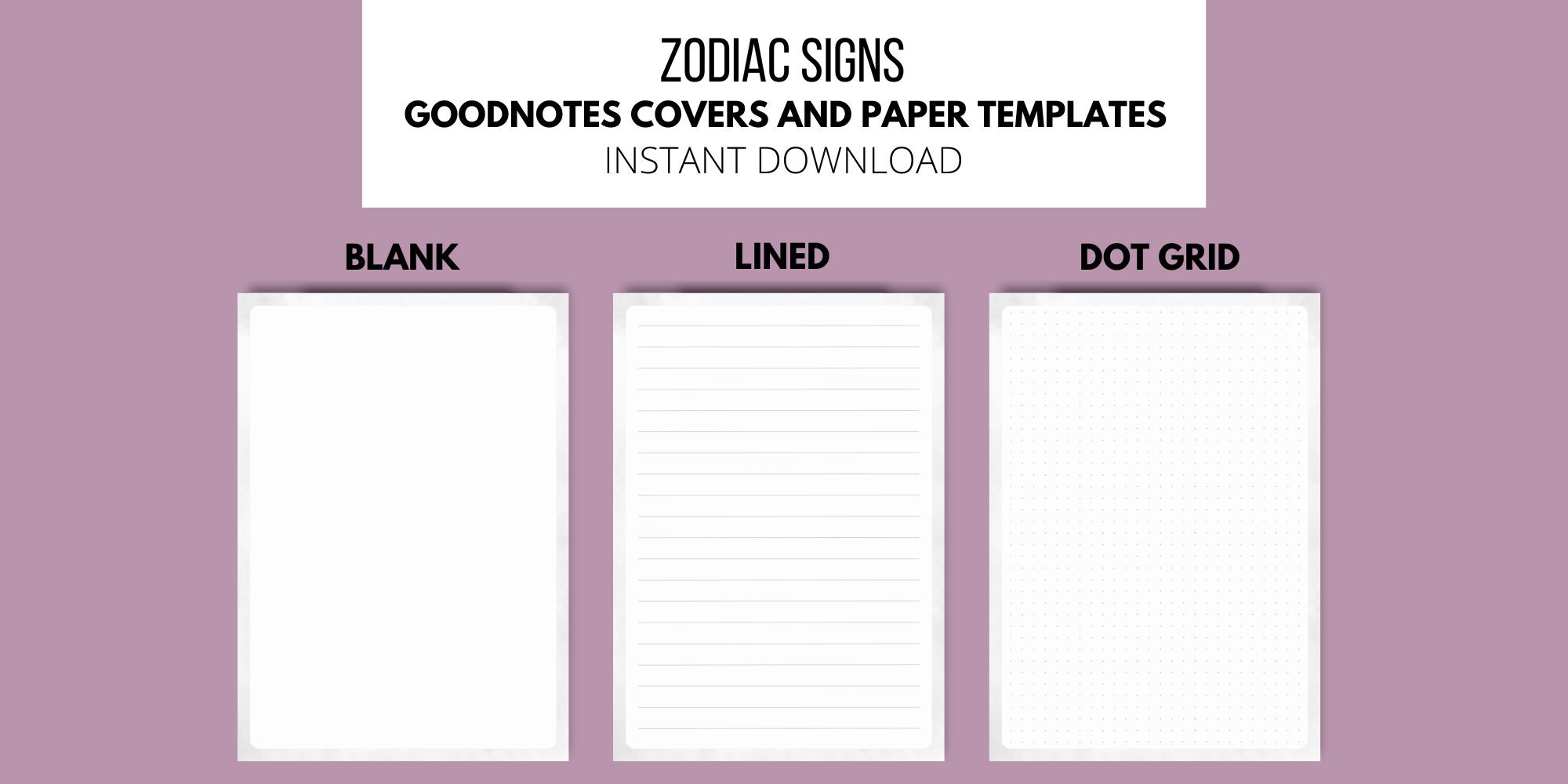 Zodiac Signs Covers for Goodnotes With Paper Templates // Covers for ...