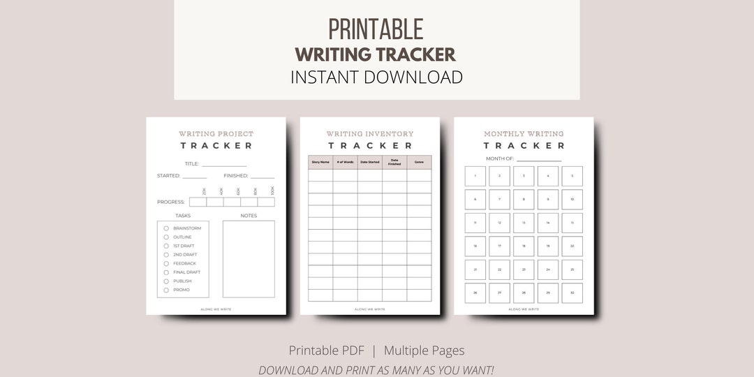 Writing Tracker Printable // A4, US Letter // Printables for Writers ...