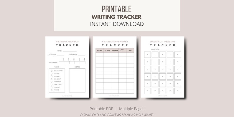Writing Tracker Printable // A4, US Letter // Printables for Writers ...