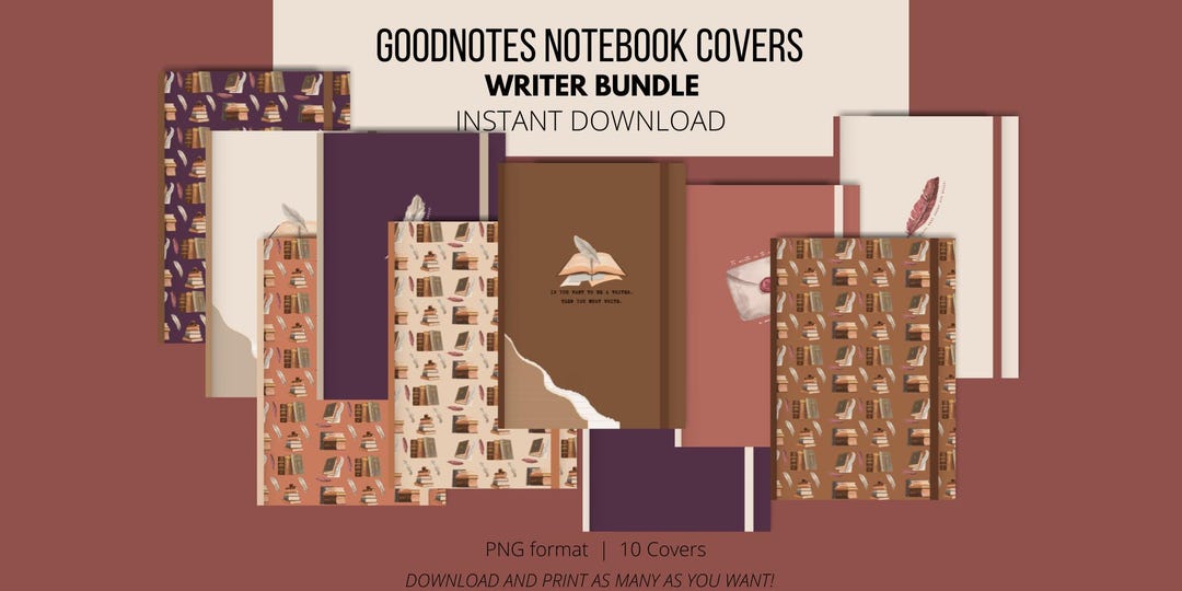 Goodnotes Notebook Cover for Writers - 10 Piece // A4, US Letter ...