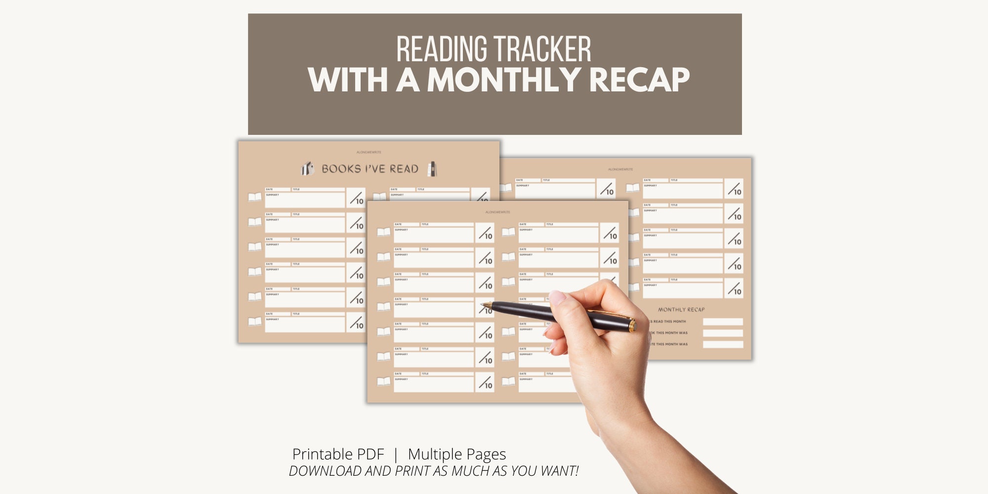 Horizontal Reading Tracker Printable // Reading Tracker - Etsy