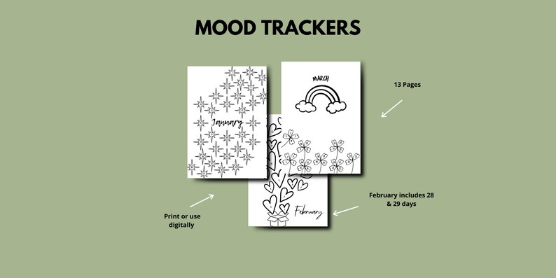 Printable Monthly Mood Trackers // A4 // Printable Mood Trackers ...
