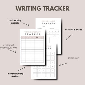 Writing Tracker Printable // A4, US Letter // Printables for Writers ...