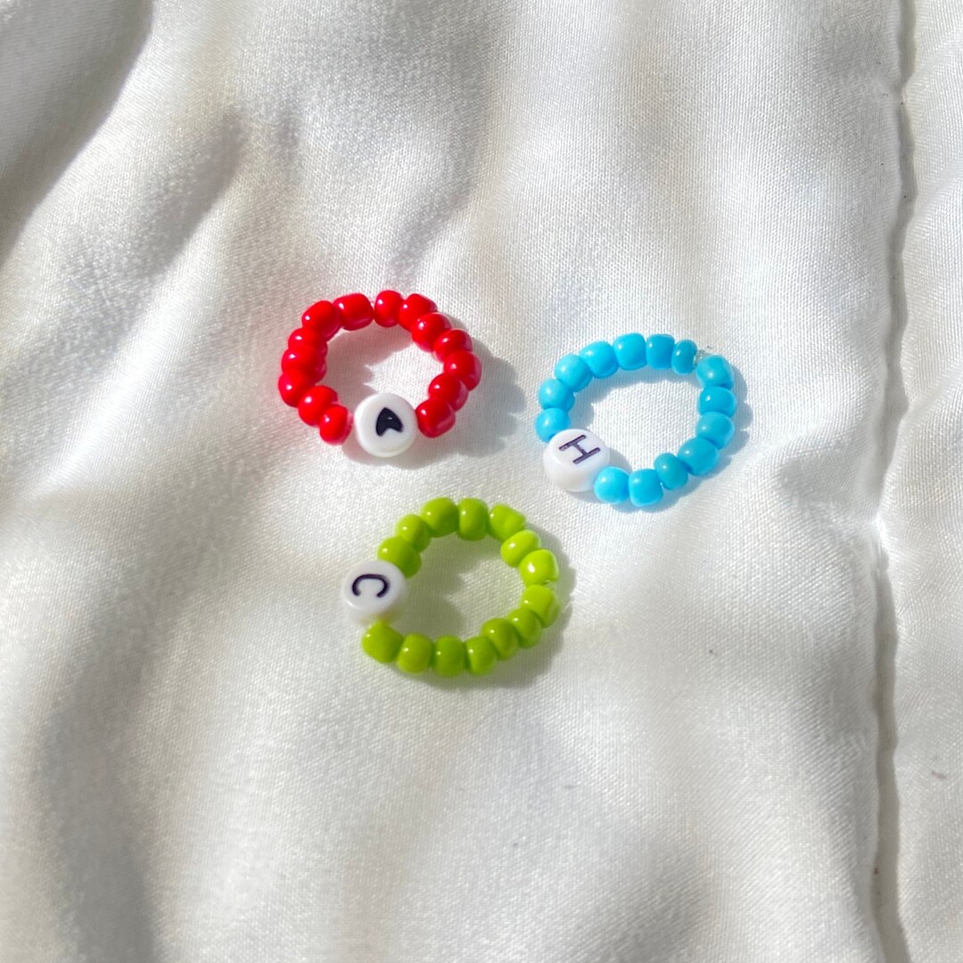 Custom Initial Beaded Ring - Etsy