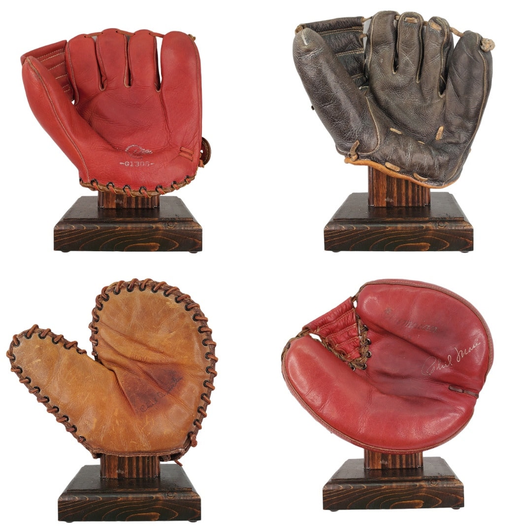 Handmade Wood Baseball Glove Display Stand: Stained & Sealed Drying ...