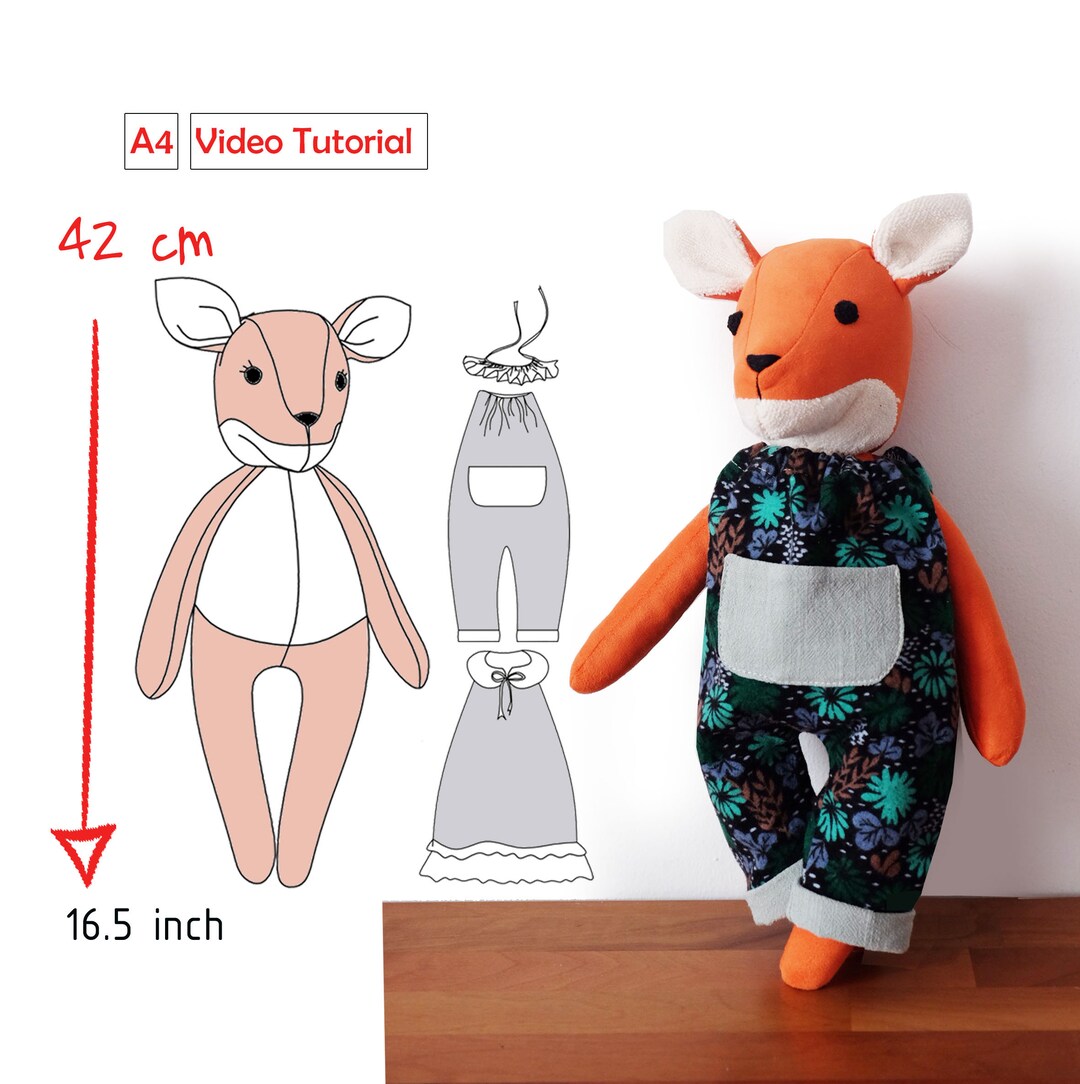 Fox and Clothes Sewing PDF Pattern -stuffed Animal Fox Toy - Etsy